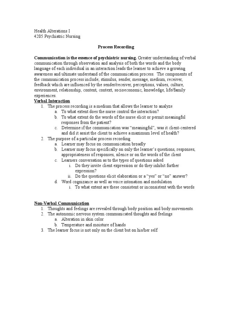 Process Recording | Nonverbal Communication | Communication