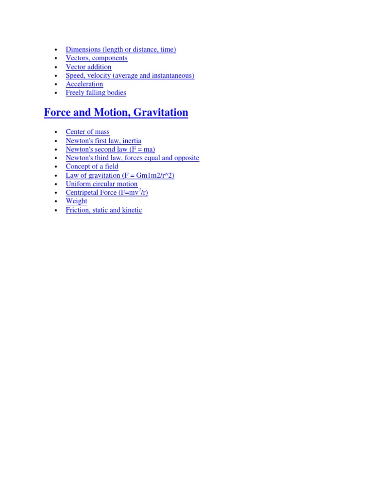 Physics Dimensions | PDF | Force | Space