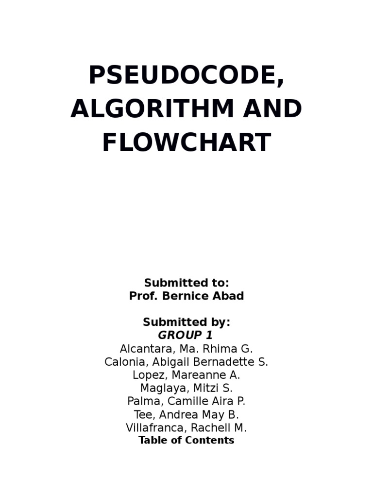 Group 1 Written Report Pseudocode Algorithm And Flowchart Pdf Mathematical Concepts 3154