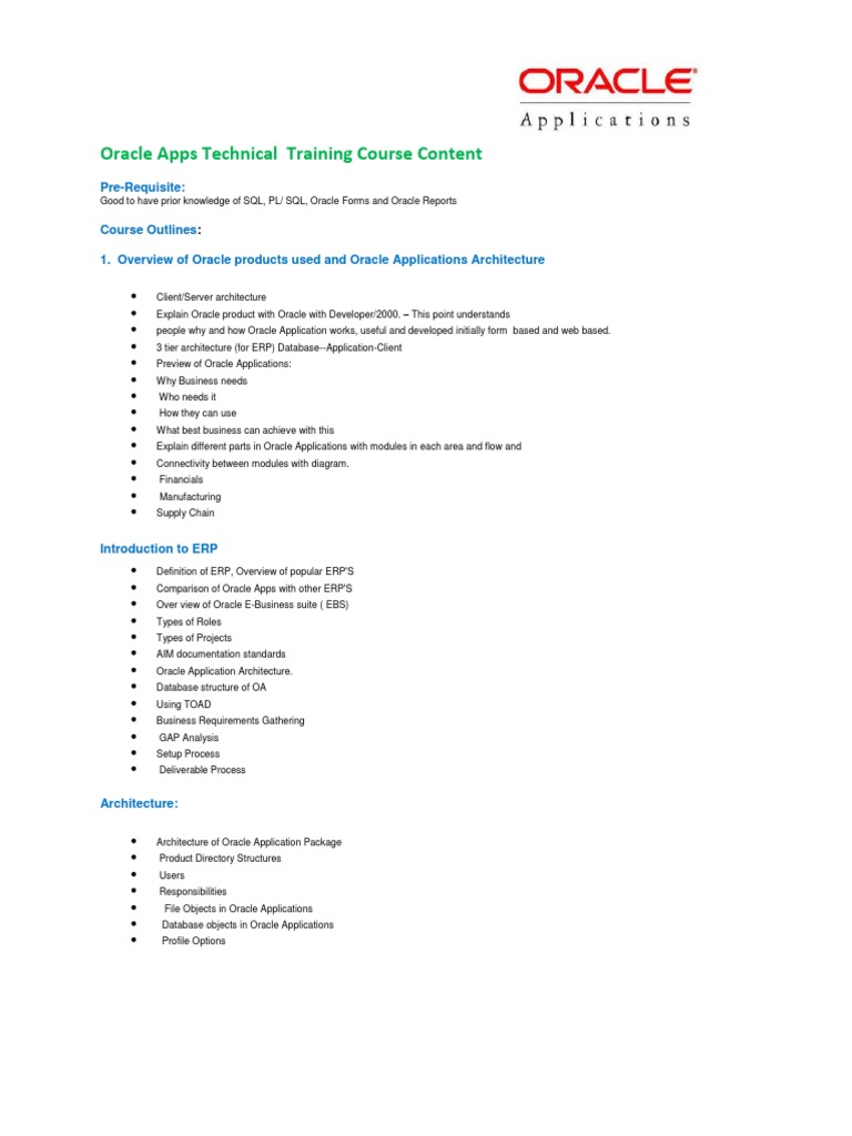 Apps Technical Course Content-Regular (Jagadeesh) | Download Free PDF | Oracle Database ...