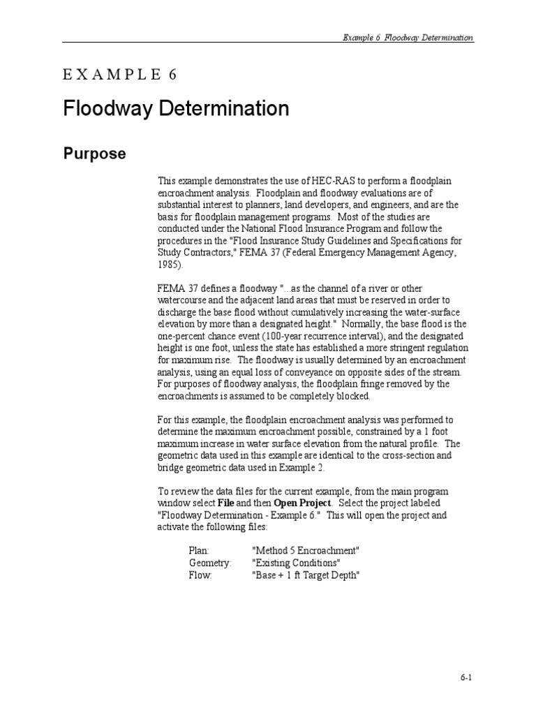 Floodway Determination: Example 6 | PDF | Floodplain | Flood