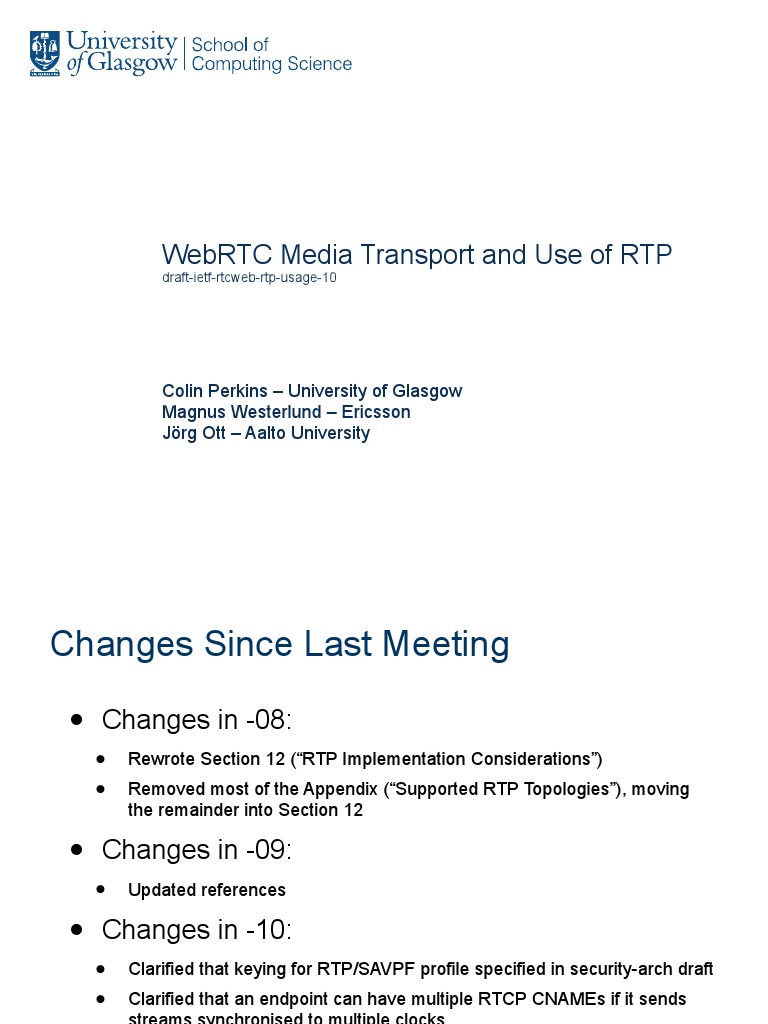 Webrtc Media Transport and Use of RTP | PDF | World Wide Web Consortium ...