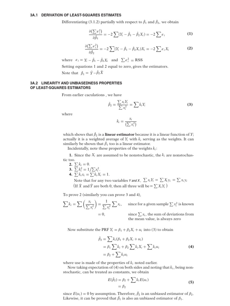 Derivation Of Blue Property Of Ols Estimators Pdf Ordinary Least Squares Estimator