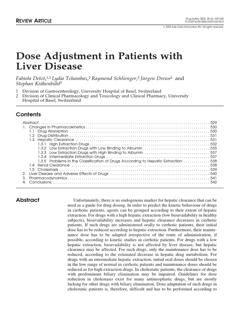 Dose Adjustment in Patients With Liver Disease | PDF | Creatinine ...