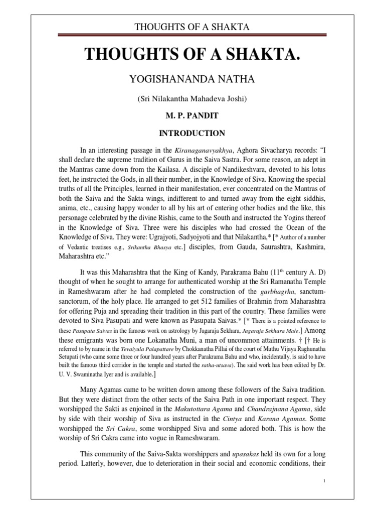 Thoughts of A Shakta | PDF | Tantra | Guru
