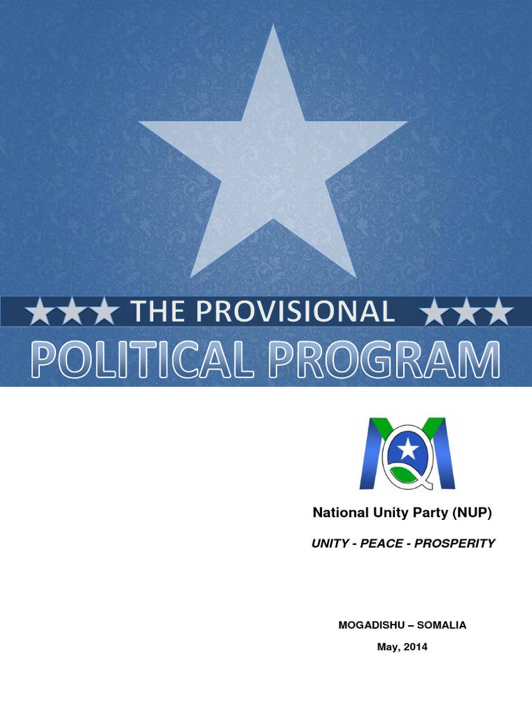 Basic Program of The National Unity Party NUP-Somalia1 | PDF | Somalia ...