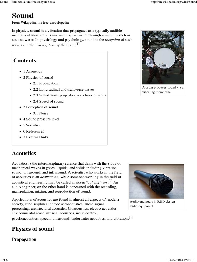 Sound - Wikipedia, The Free Encyclopedia | PDF | Sound | Acoustics