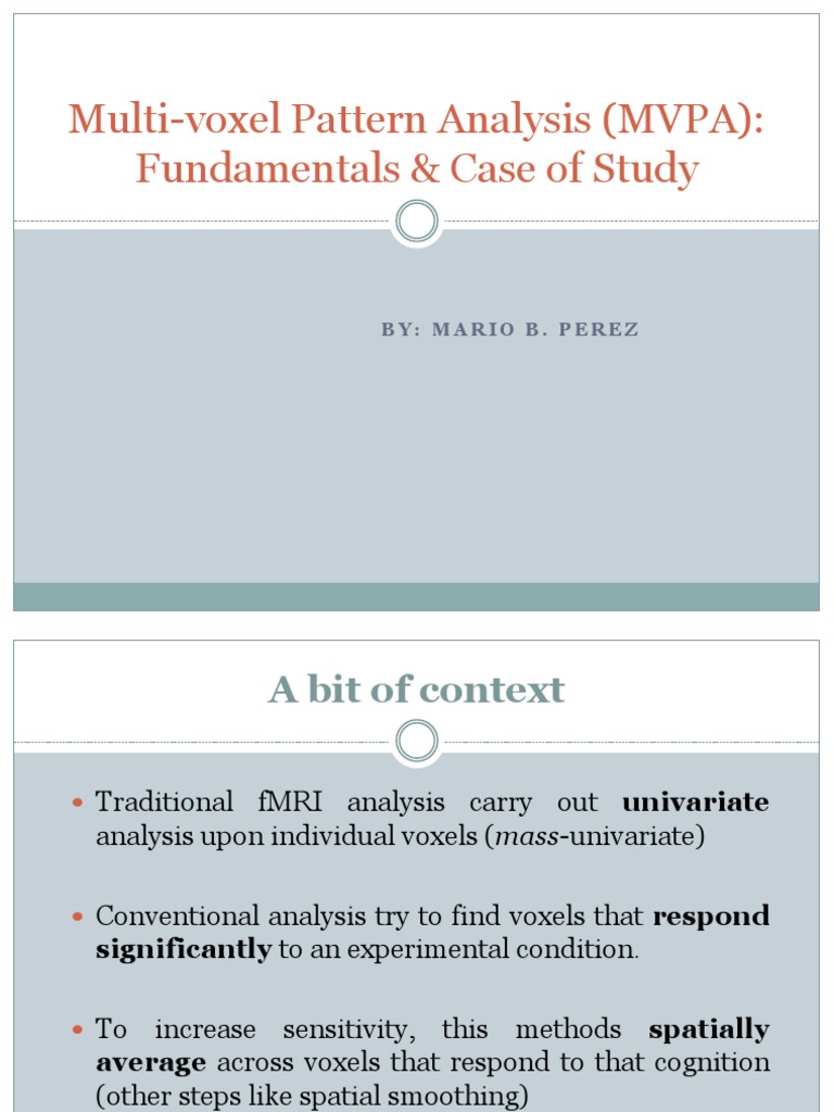 Multivoxel Pattern Analysis Presentation | PDF | Statistical Classification | Functional ...