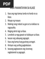 Mga Tuntunin Sa Klase | PDF