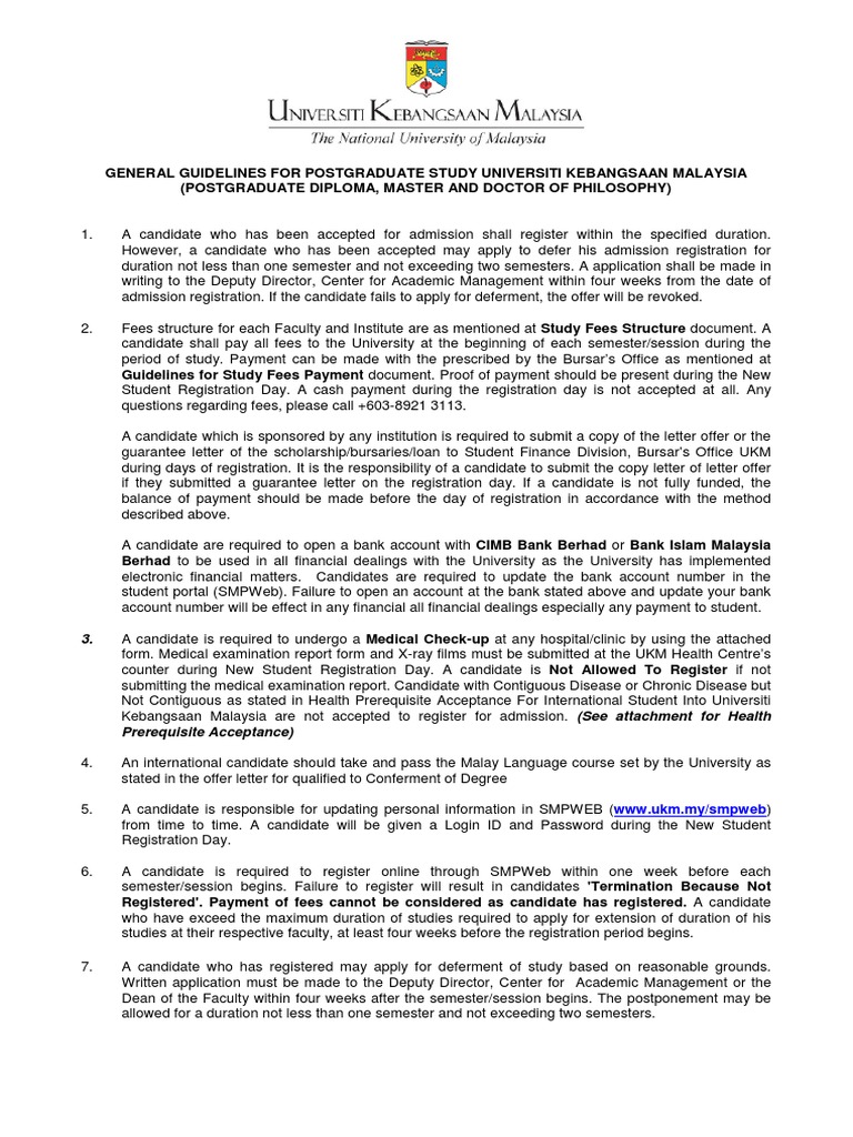 01 General Guidelines For Postgraduate Study of UKM | PDF ...
