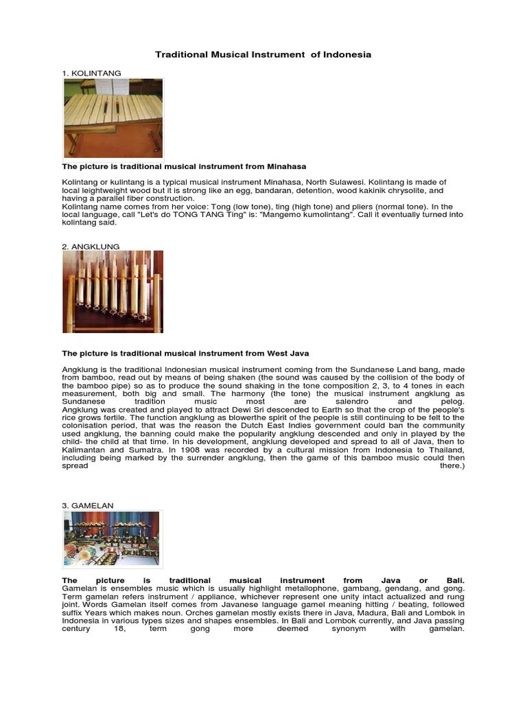 Traditional Musical Instrument From Regions of Indonesia | PDF ...