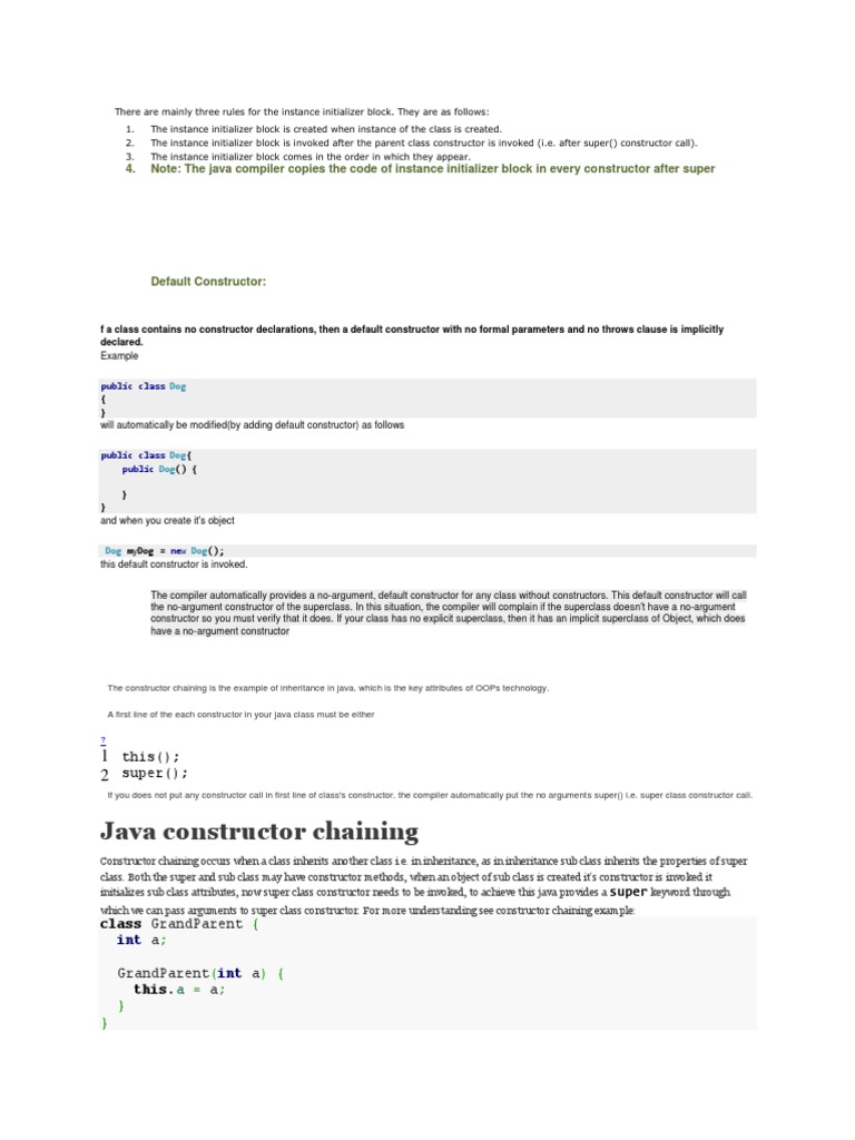 Java Constructor Chaining Pdf Constructor Object Oriented
