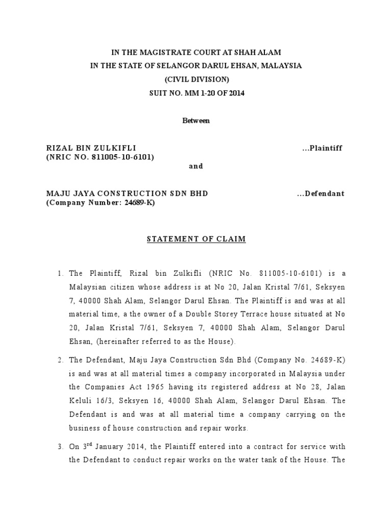 Statement of Claim | PDF