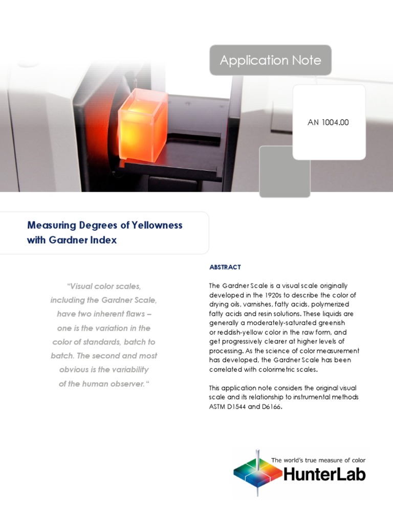 An 1004 Measuihuiouring Degree of Yellowness With Gardner Index | PDF ...