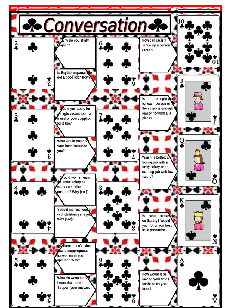 3823 Playing Cards Conversation Game 4 Pages With Questions Directions ...