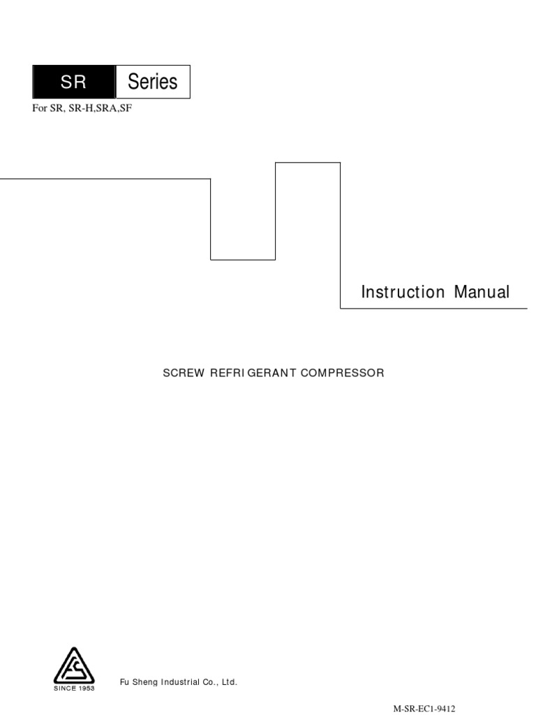 Fu Sheng Sr Series Instruction Manual | Valve | Filtration