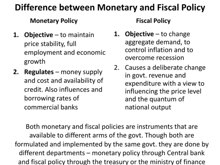 Diffrence Between Monetary and Fiscal Policy | PDF
