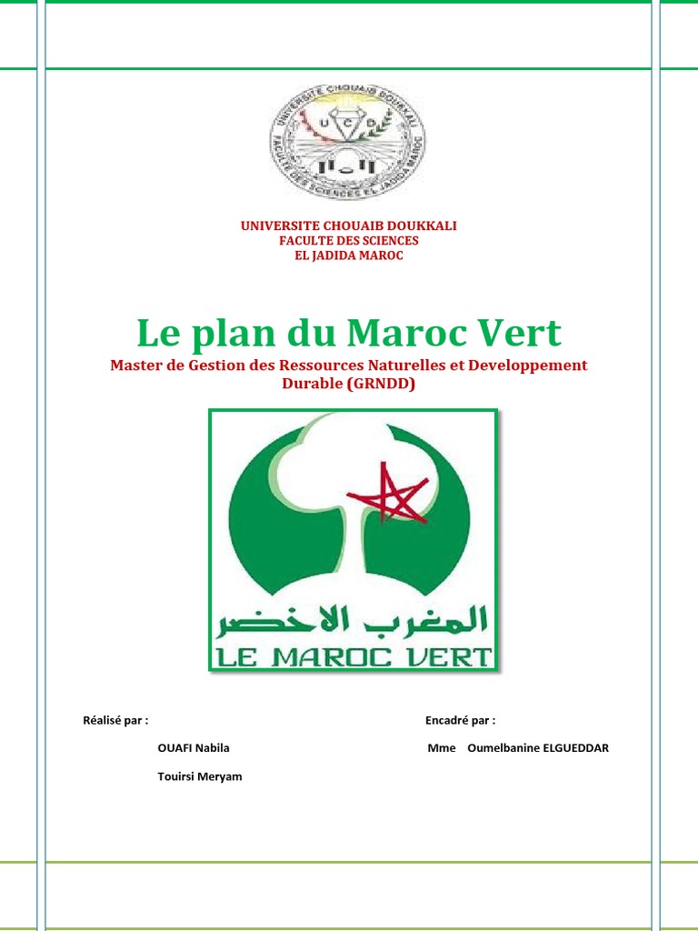 Le Plan Du Maroc Vert | PDF | Maroc | Agriculture