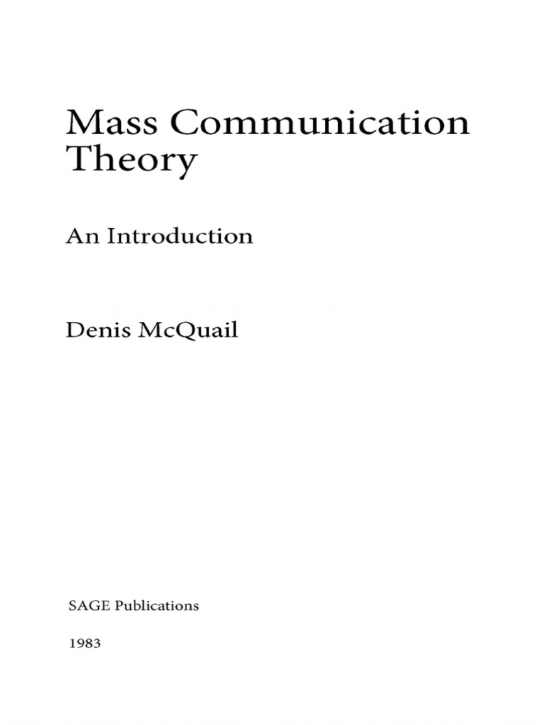 McQuail Mass Communication Theory An Intro | PDF