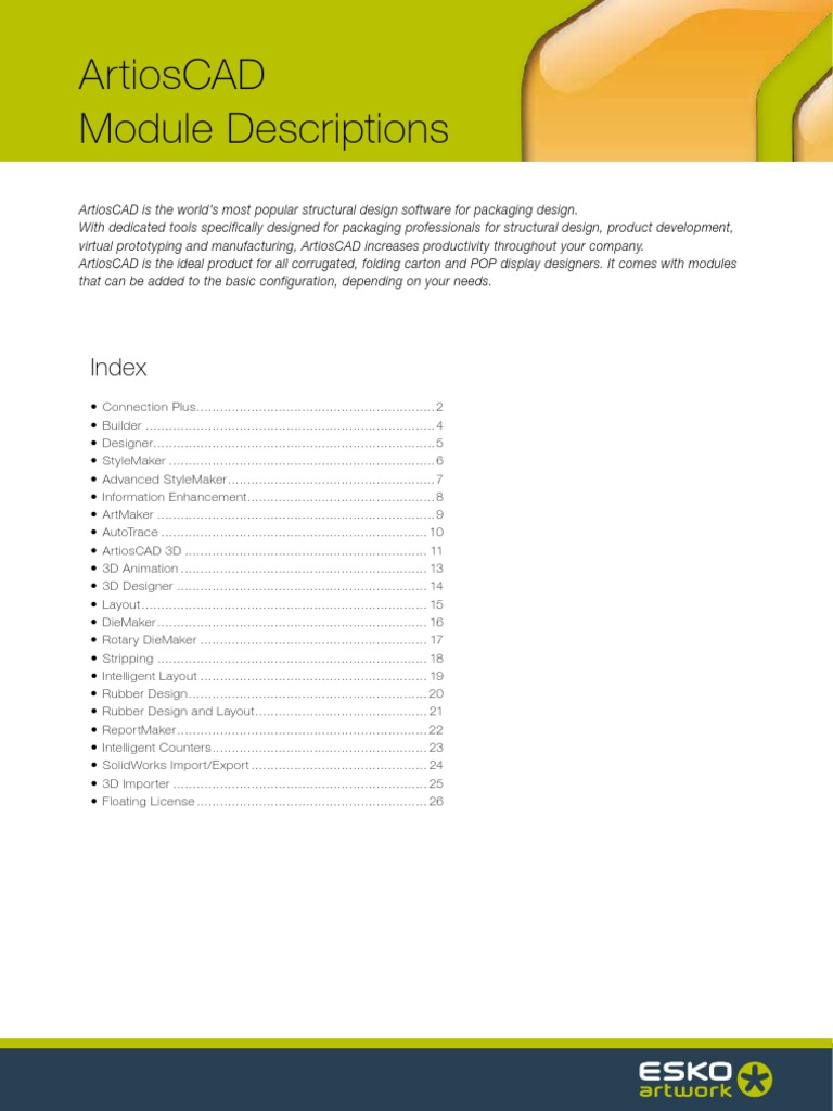 ArtiosCAD Module Description Apr10 | PDF | 3 D Computer Graphics | 3 D Modeling