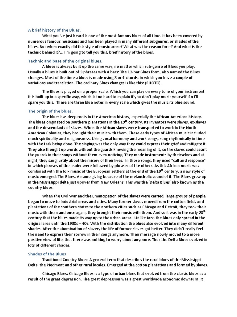 A Brief History of The Blues | Download Free PDF | Blues | Jazz