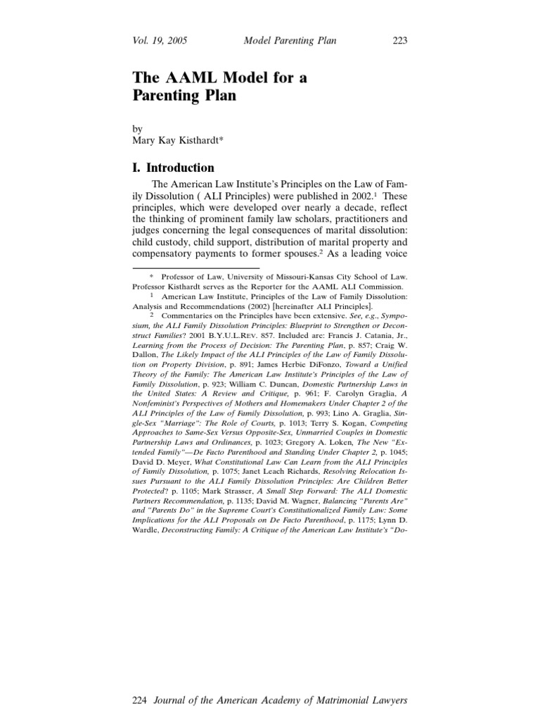 Model For A Parenting Plan | PDF | Child Custody | Contact (Law)