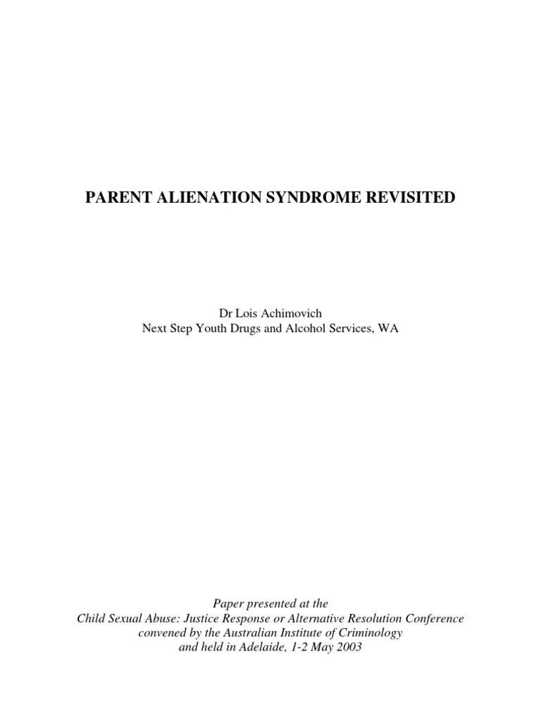 Parent Alienation Syndrome Revisited | PDF | Child Custody | Child Abuse