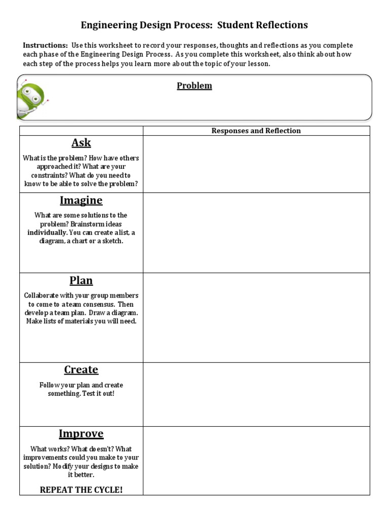 Engineering Design Reflection Worksheet | PDF
