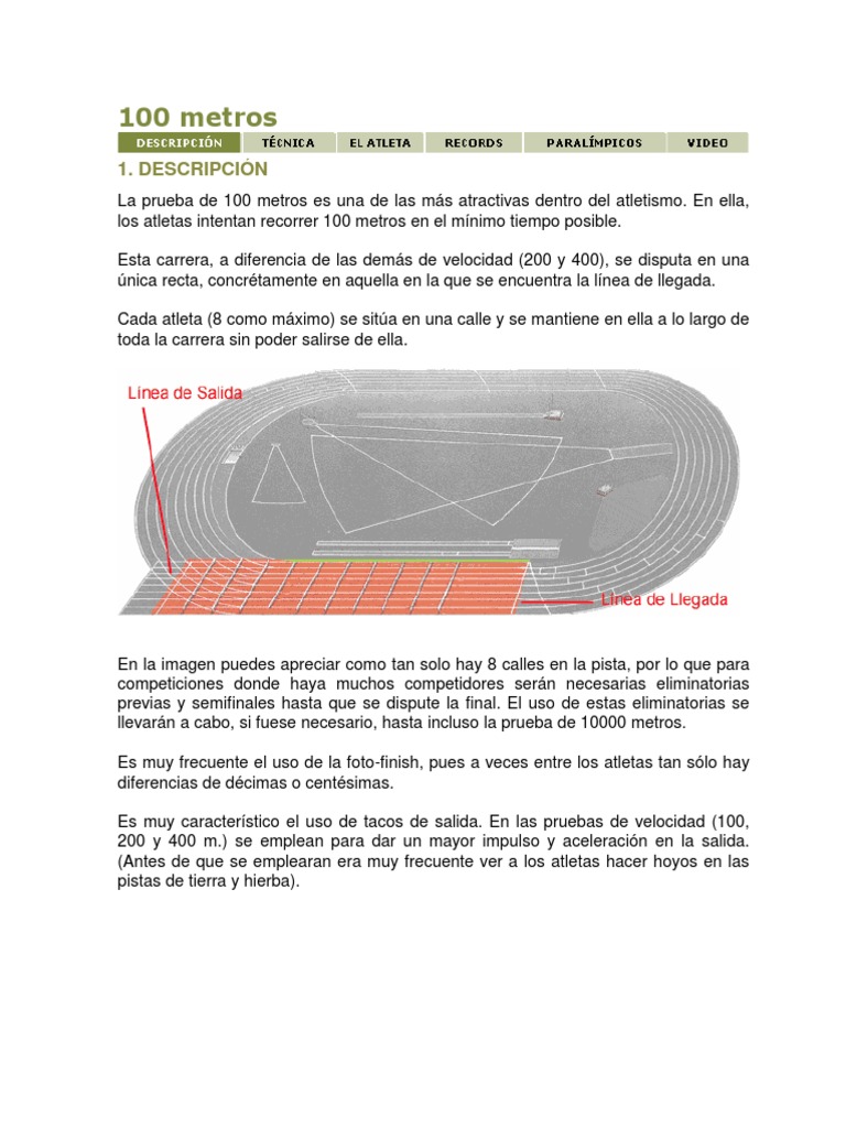 100 Metros | PDF | Deportes atléticos | Deportes