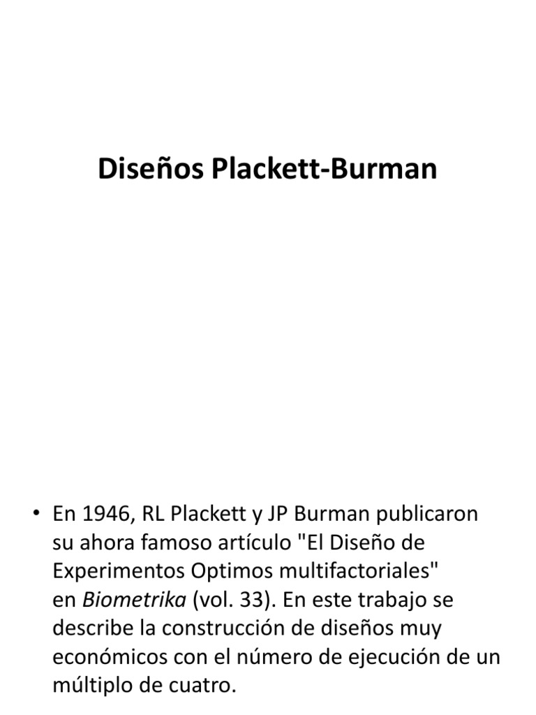 Diseño de Experimentos Plackett-Burman | PDF | Enseñanza de matemática ...