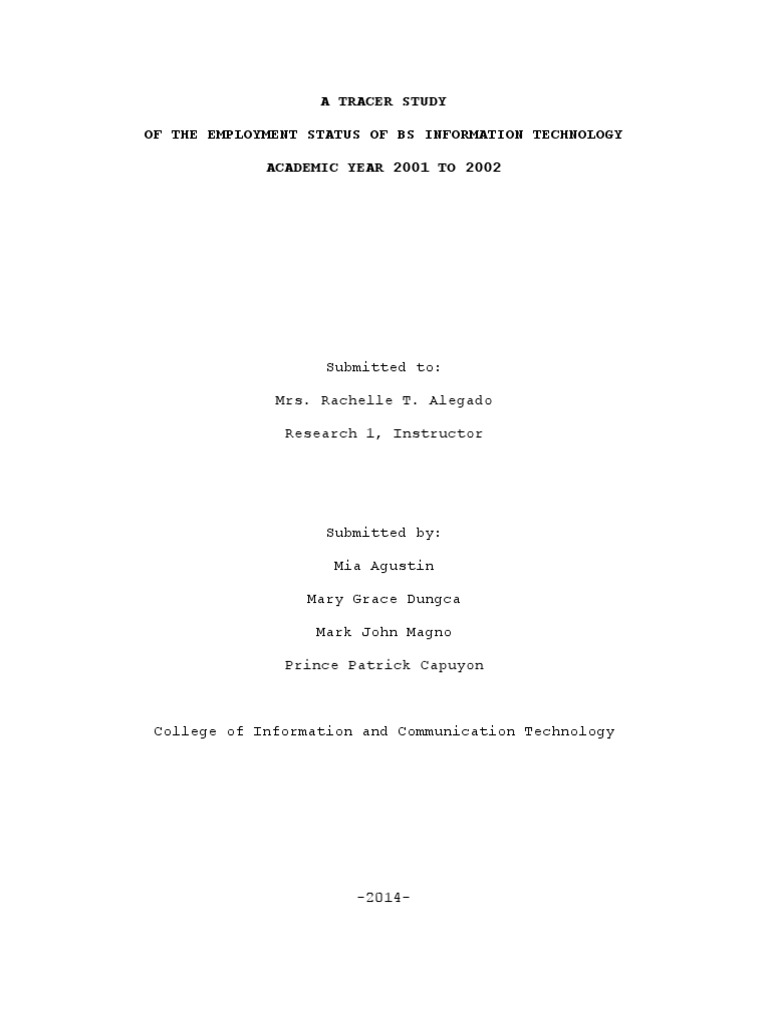 Tracer Study of Neust Chapter 1 | PDF | Information Technology ...