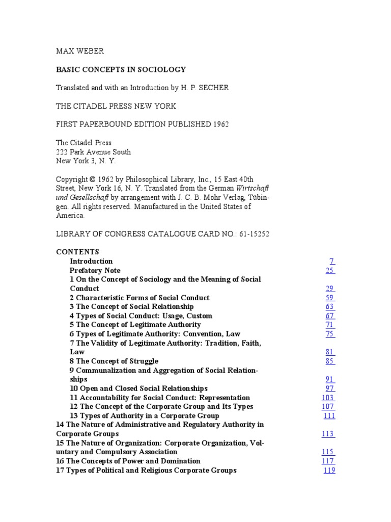 Basic Concepts in Sociology | PDF | Max Weber | Causality