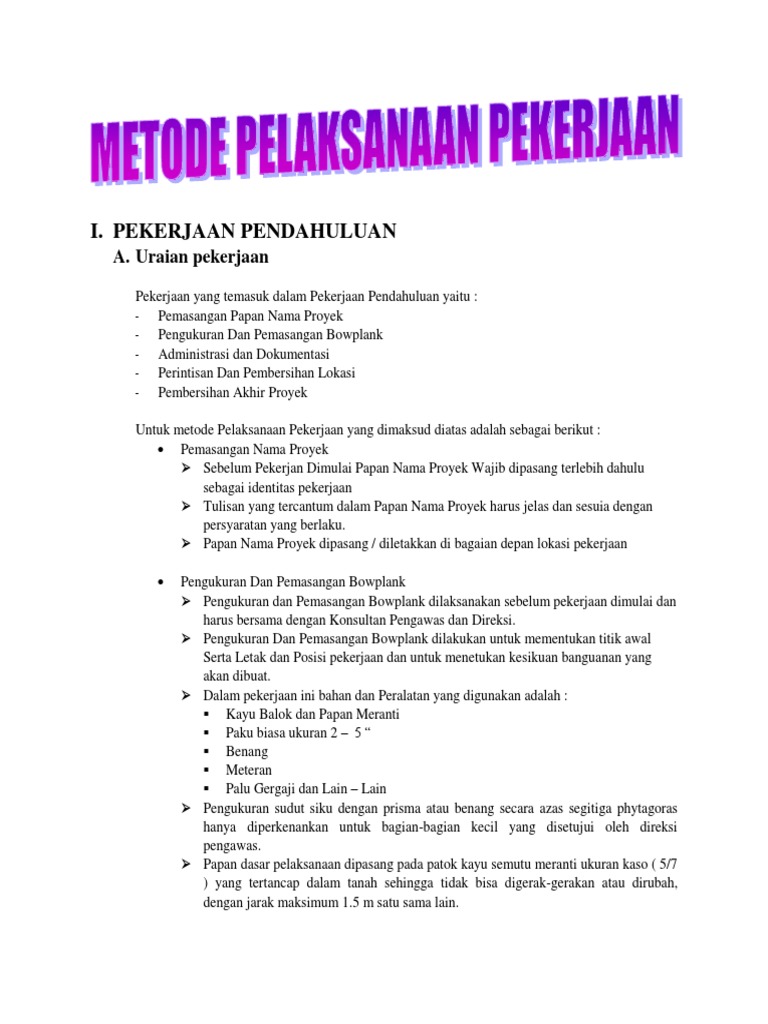 Metode Pelaksanaan Pekerjaan Konstruksi Gedung | PDF