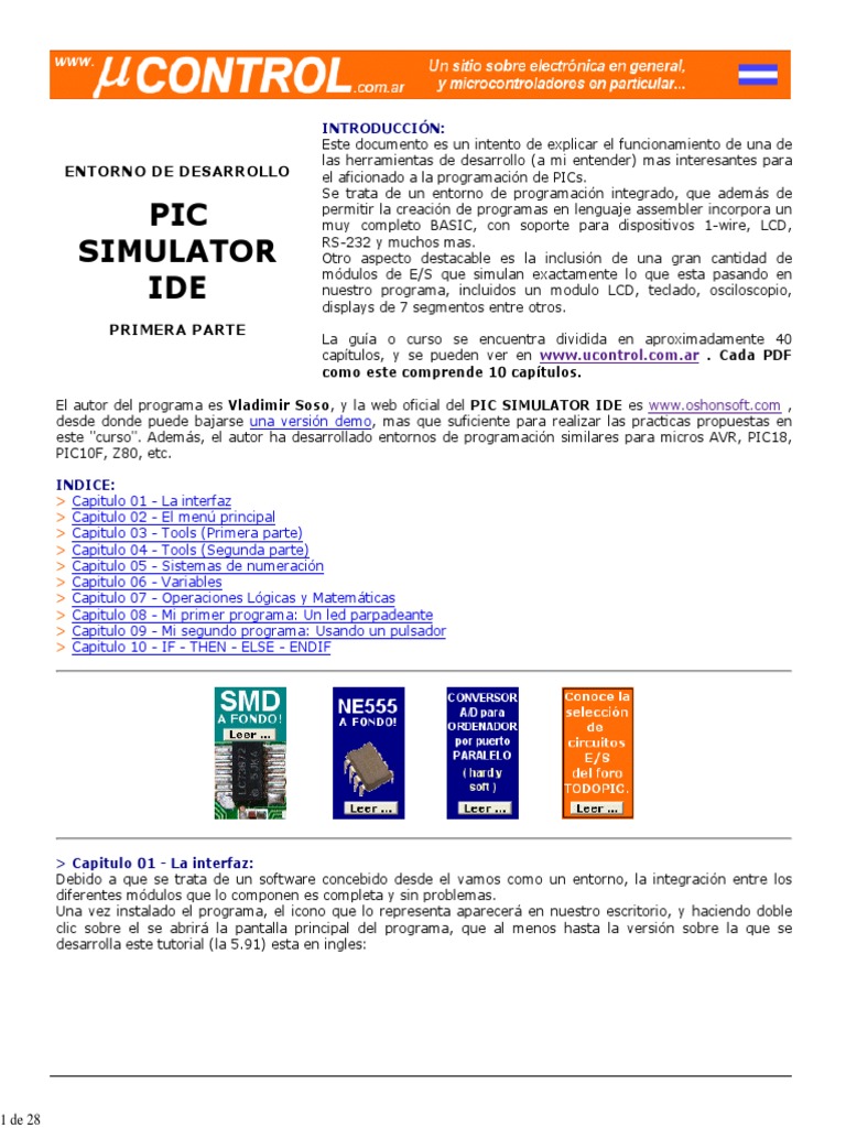 PIC SIMULATOR IDE - Curso en Español Parte 1 - Manual | PDF | Poco ...