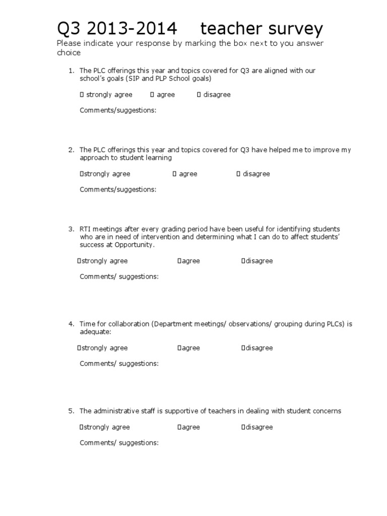 Q3 2013-2014 Teacher Survey Insights | PDF