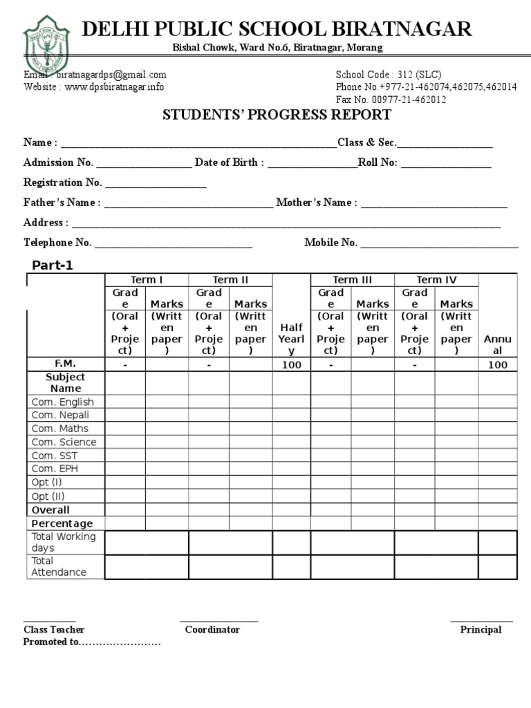 X (SLC) - Report Card | PDF