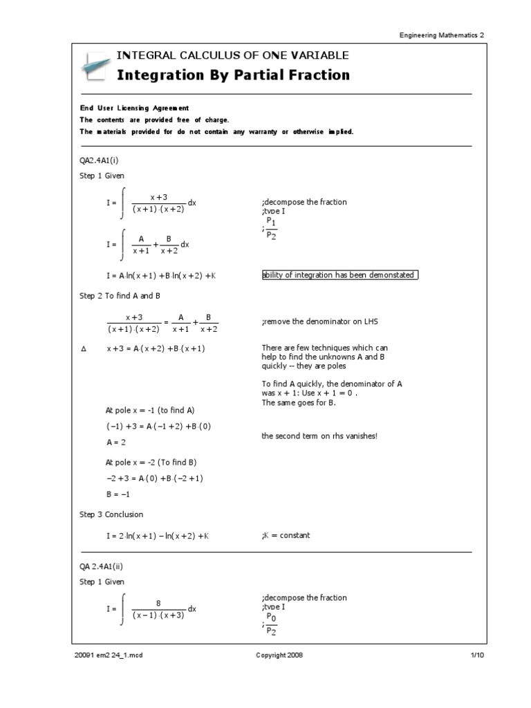 QA20091 Em2 24 - 1 | PDF | Fraction (Mathematics) | Integral