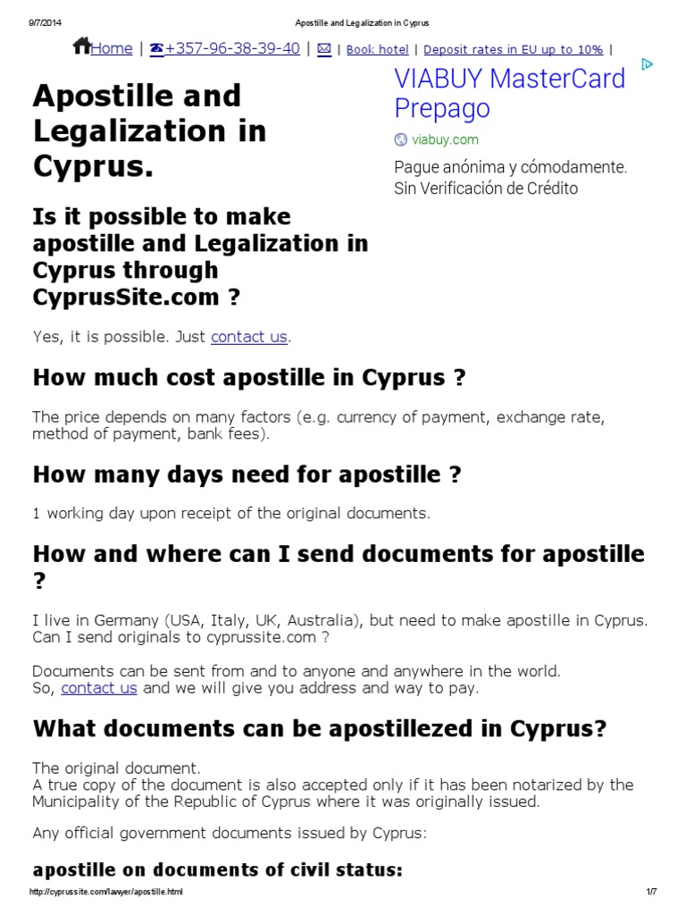 Apostille and Legalization in Cyprus | PDF | Social Institutions ...