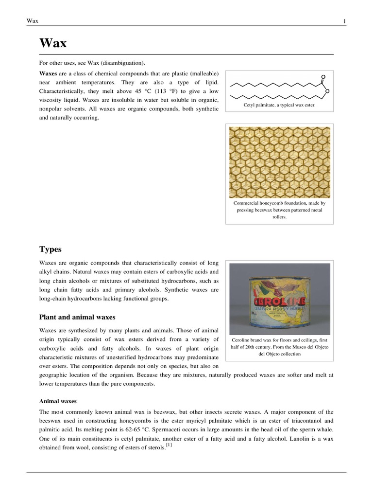 Wax | PDF | Wax | Chemical Substances