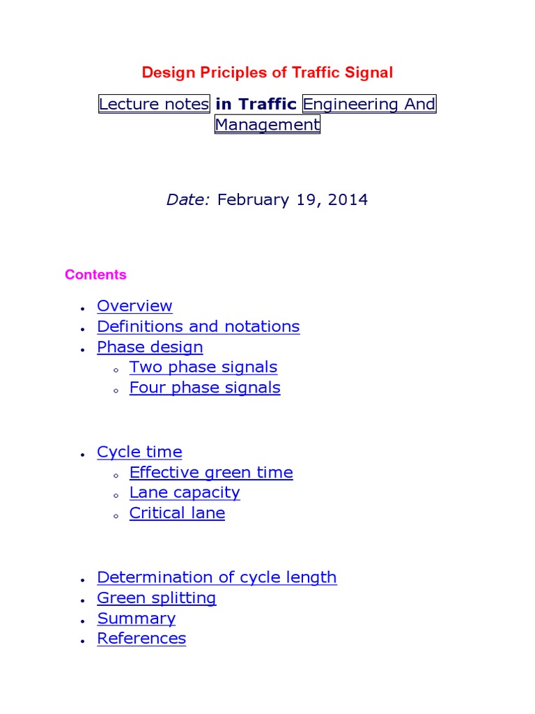 Design Priciples of Traffic Signal | PDF | Traffic | Traffic Light