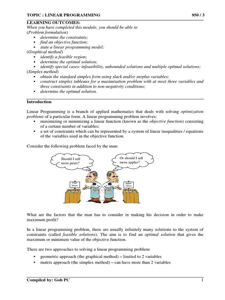 Linear Programming Module Pdf Mathematical Optimization Linear Programming