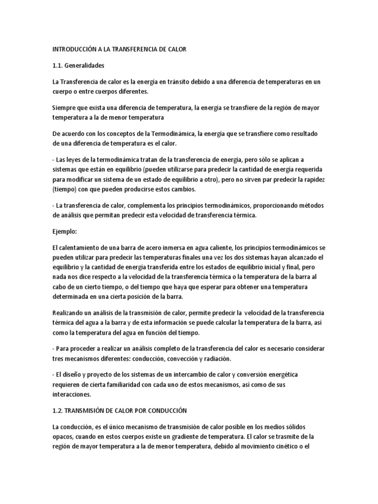 Introducción A La Transferencia de Calor | PDF | Calor | Transferencia ...