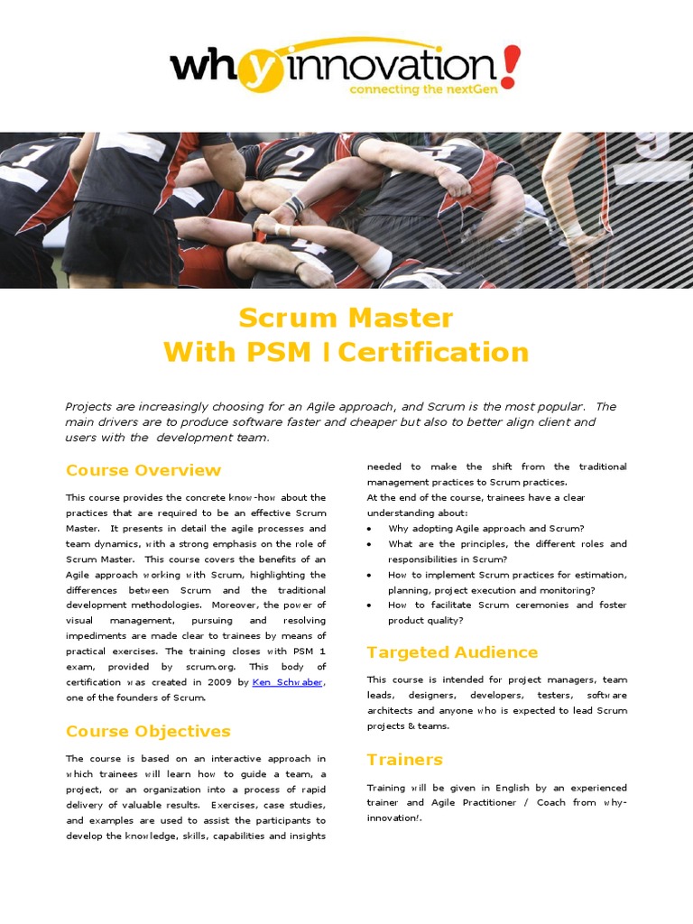 Flyer Scrum Master With PSM 1 Certification v1 | PDF | Agile Software Development | Scrum ...