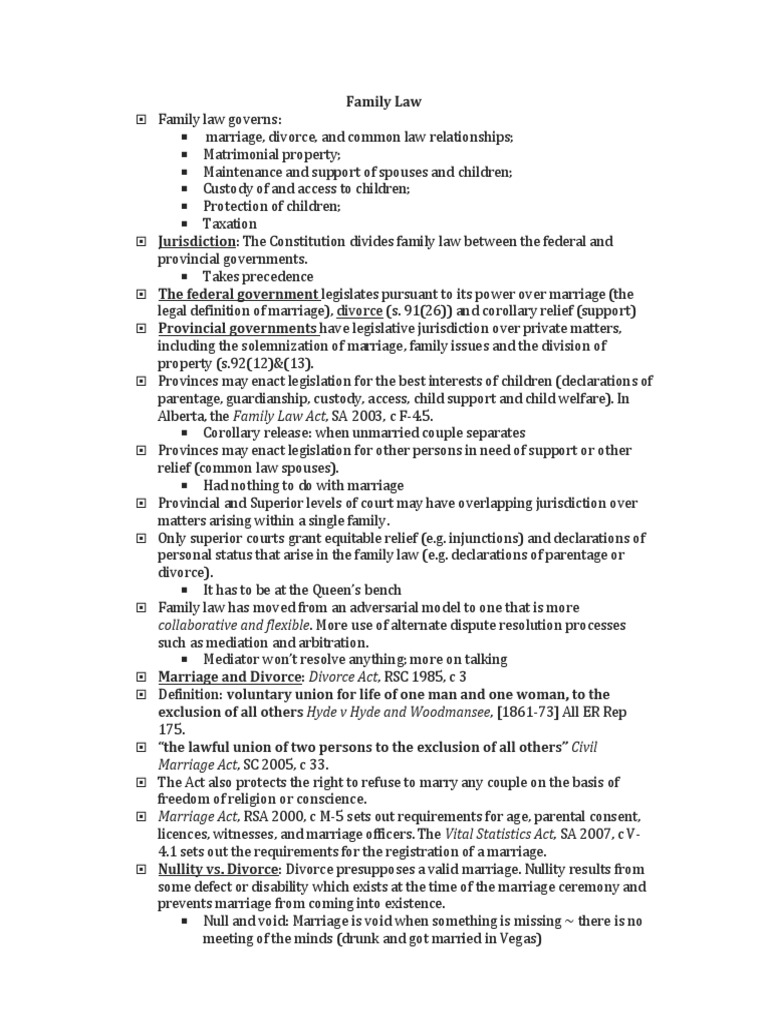 Family Law Notes | PDF | Annulment | Marriage