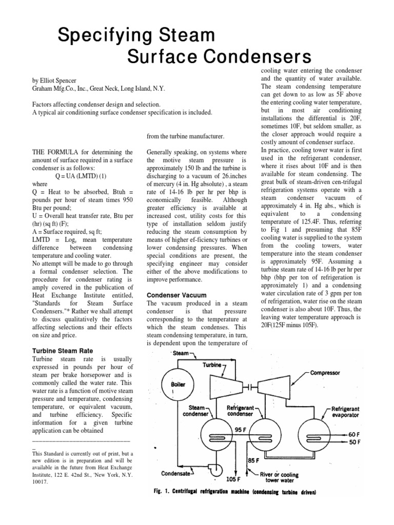 Surface Condenser Design | PDF | Pump | Refrigeration