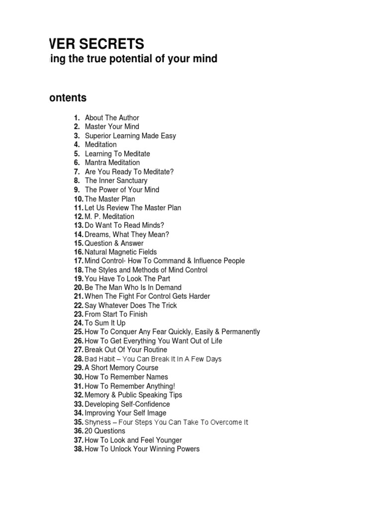 Mind Power Secrets: Proven Methods For Unleashing The True Potential of ...