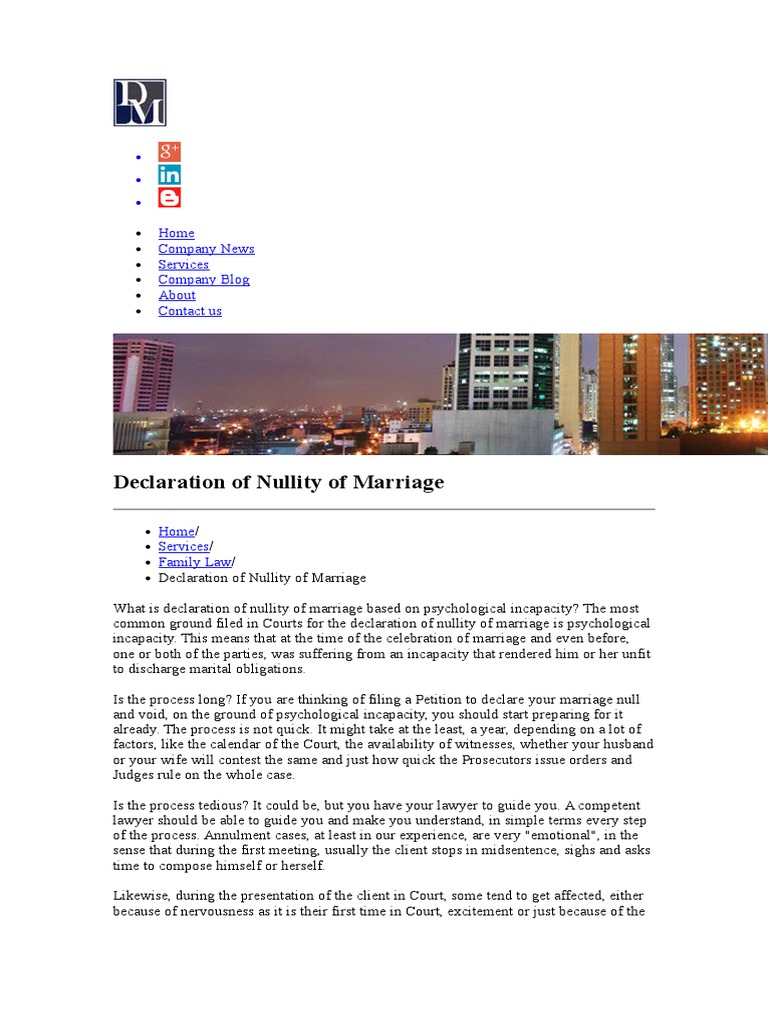 Declaration of Nullity of Marriage: Social Media | PDF | Annulment ...