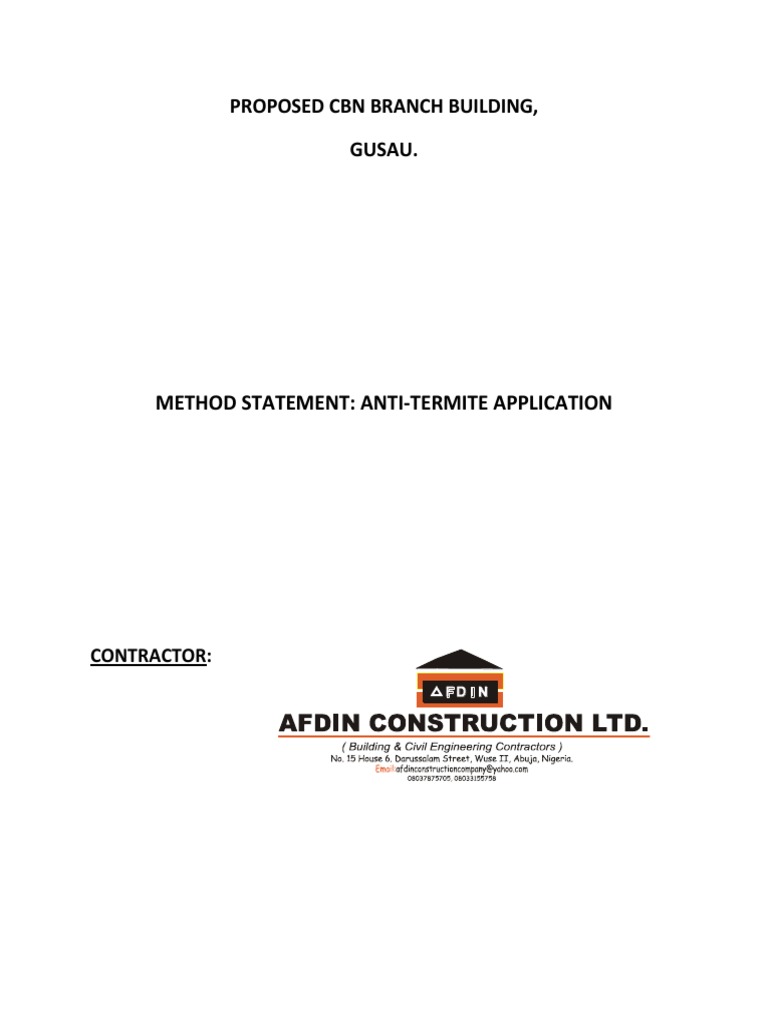 Anti Termite Method Statement | PDF | Insecticide | Water