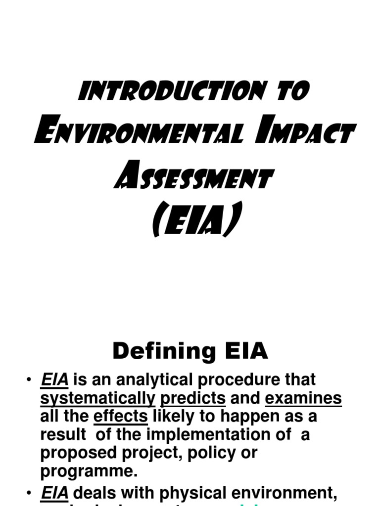 Eia Lecture 2-Introduction | PDF | Environmental Impact Assessment ...