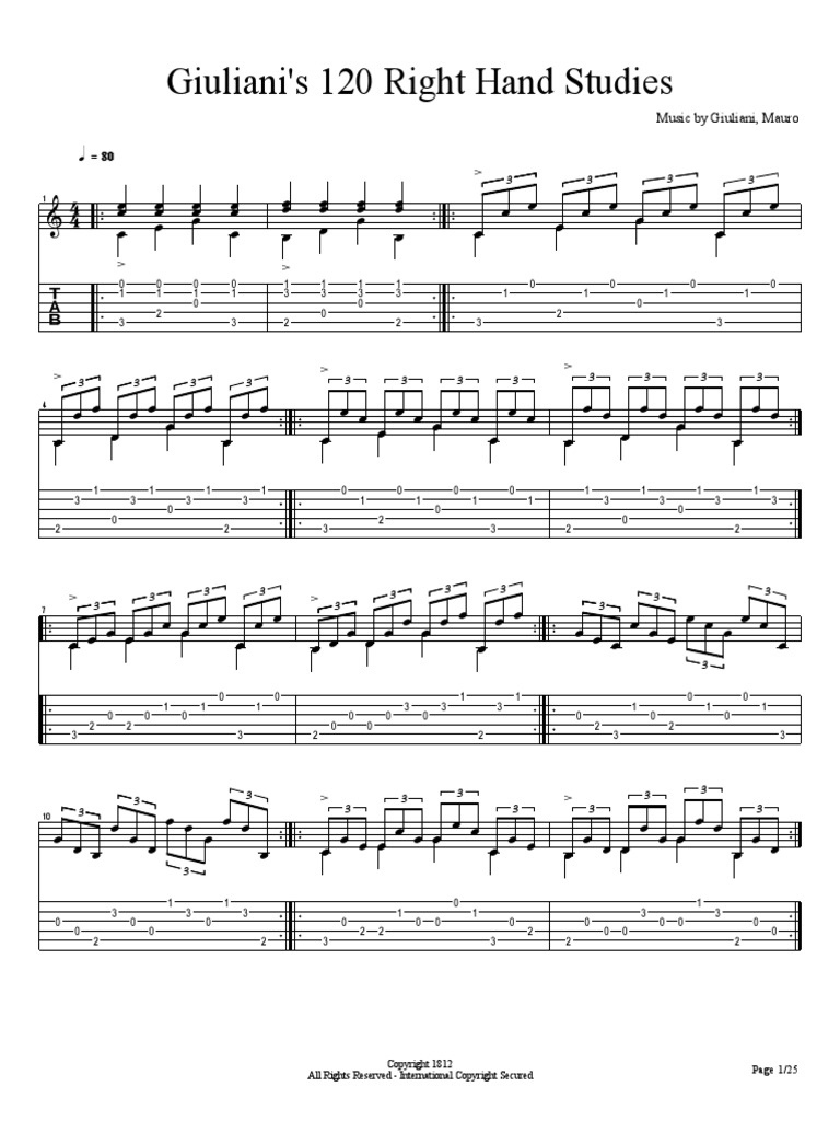 Giulianis 120 Right Hand Studies NOTE&TAB | PDF | Copyright Law | Law